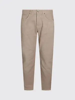 Eleventy Slim Fit Linen And Cotton Blend Trousers With Drawstring Waist