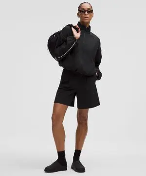 Lululemon Daydrift Pleated High-rise Short 7 - Black/light Ivory