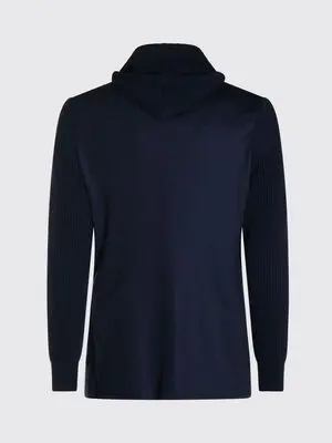 Eleventy Hooded Knit Wool Blazer With Notch Lapels - Navy
