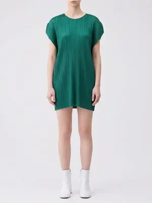 Issey Miyake July Pleated Crêpe Sheath Mini Dress By - Green