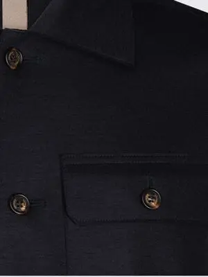 Eleventy Wool-blend Shirt Jacket With Patch Pockets