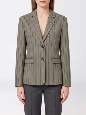 TWINSET Pinstriped Cropped Blazer In Cotton Blend With Sequins