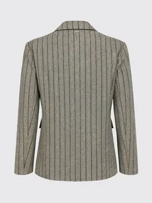 TWINSET Pinstriped Cropped Blazer In Cotton Blend With Sequins