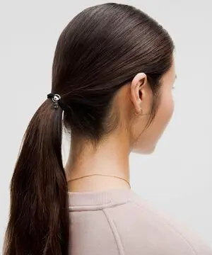 Lululemon Logo Bead Hair Ties - Black/silver