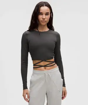 Lululemon Logo Bead Ribbed Waist-tie Long-sleeve Shirt - Graphite Grey