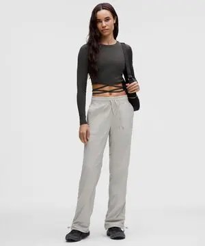 Lululemon Logo Bead Ribbed Waist-tie Long-sleeve Shirt - Graphite Grey