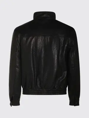 SALVATORE SANTORO Grained Leather Jacket With High Neck And Patch Pockets