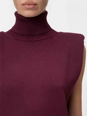 TWINSET Sleeveless Knit Turtleneck Mini Dress With Padded Shoulders