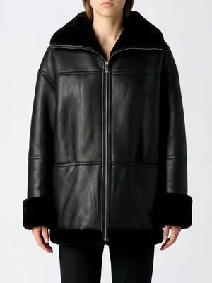TOTEME Single-breasted Shearling Jacket With Wide Collar And Zip Closure By