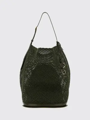 Alaïa Hip Perforated Suede Leather Bucket Bag