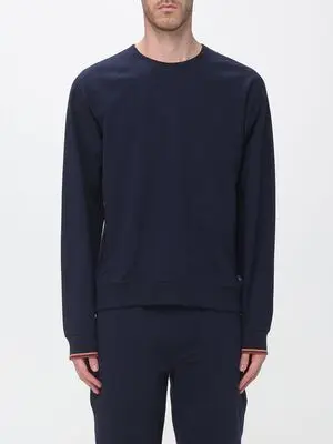 Paul Smith Cotton Crewneck Jumper With Long Sleeves And Ribbed Trims - Navy