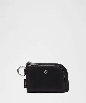 Lululemon Double Zip Clippable Card Pouch - Black/black/silver