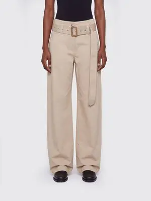Acne Studios High-waisted Wide Leg Trousers In Organic Cotton With Five Pockets