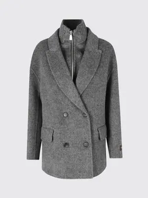ERMANNO FIRENZE Double-breasted Wool Blend Short Coat With Peak Lapels