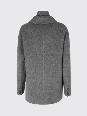 ERMANNO FIRENZE Double-breasted Wool Blend Short Coat With Peak Lapels