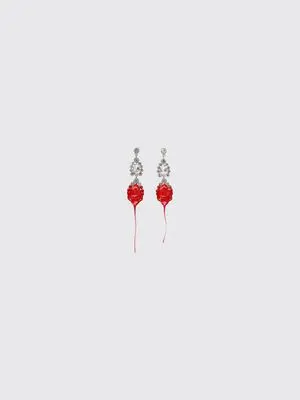 Ottolinger Dangle Earrings In Metal With Inset Rhinestones - Red