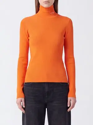 Loewe Slim Fit Viscose Turtleneck With Contrast Logo Orange