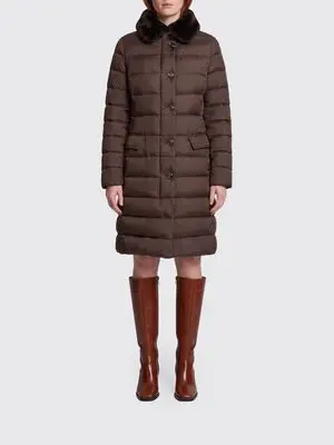 MOORER Vetiver-s3 Long Technical Fabric Down Jacket With Fur Collar