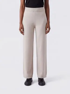 ALLUDE High-waisted Wide Leg Wool And Cashmere Knit Jogging Trousers - Beige