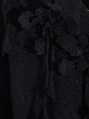 Alberta Ferretti V-neck Wool Knit Mini Dress With Flower Appliqu