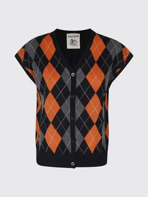 SEMICOUTURE Argyle Wool Knit Waistcoat With V-neck