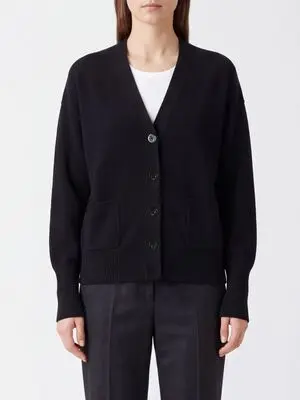 SEMICOUTURE Esther Wool Cardigan With V-neck And Patch Pockets - Black