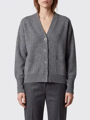 SEMICOUTURE Esther Wool Cardigan With V-neck And Patch Pockets - Grey