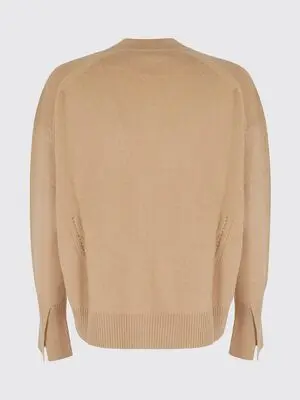 SEMICOUTURE Esther Wool Cardigan With V-neck And Patch Pockets - Nude
