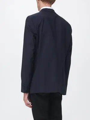 Karl Lagerfeld Single-breasted Virgin Wool Blazer With Classic Lapels - Blue