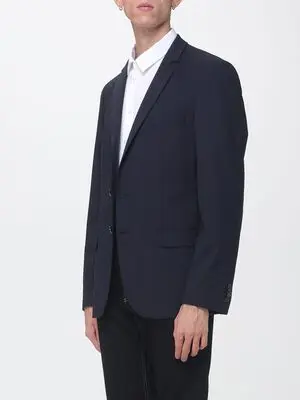Karl Lagerfeld Single-breasted Virgin Wool Blazer With Classic Lapels - Blue