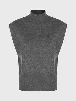 SEMICOUTURE Slim Fit Wool And Cashmere Blend Sleeveless Mock Neck Top