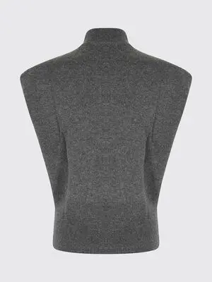SEMICOUTURE Slim Fit Wool And Cashmere Blend Sleeveless Mock Neck Top