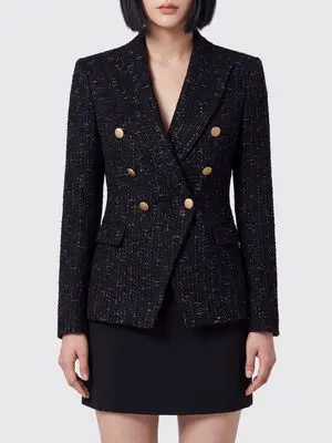 Tagliatore Double-breasted Slim Fit Tweed Blazer With Peaked Lapels - Black