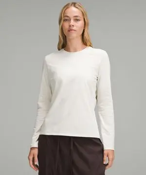 Lululemon Organic Cotton Crewneck Long-sleeve Shirt Bone