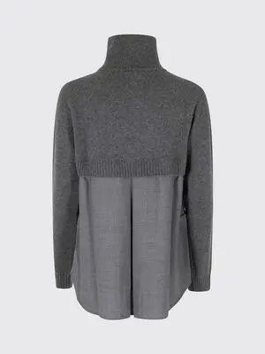 SEMICOUTURE Half-zip Wool Turtleneck Jumper With Ribbed Trims