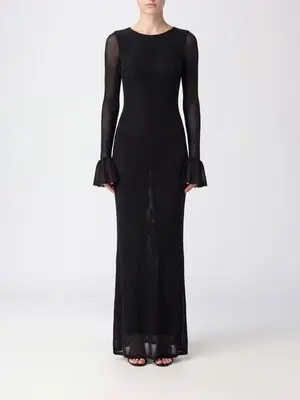 TWENTY FOURHAITCH Long Sheath Evening Gown In Jersey With Rhinestones And Flared Cuffs