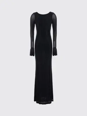 TWENTY FOURHAITCH Long Sheath Evening Gown In Jersey With Rhinestones And Flared Cuffs