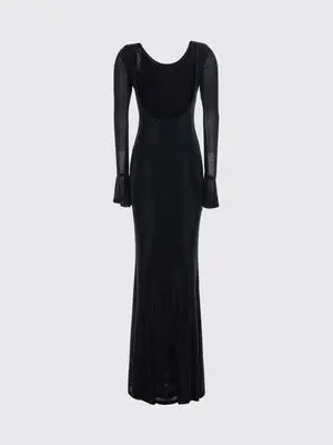 TWENTY FOURHAITCH Long Sheath Evening Gown In Jersey With Rhinestones And Flared Cuffs