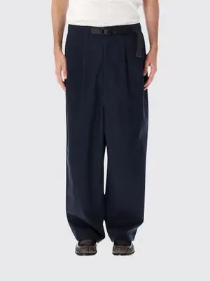 Comme Des Garçons Wide Leg Cotton Trousers With Pleats And Drawstring - Blue
