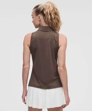 Lululemon Quick-dry Sleeveless Polo Shirt Straight Hem - Pinecone