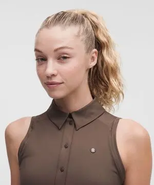 Lululemon Quick-dry Sleeveless Polo Shirt Straight Hem - Pinecone