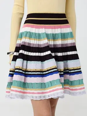 Alaïa A-line Knit Mini Skirt In Striped Viscose