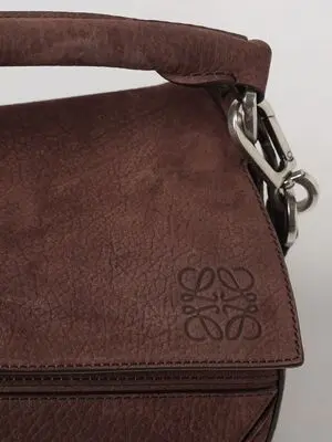 Loewe Puzzle Shoulder Bag In Nubuck Leather With Handle And Embossed Logo