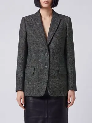 Victoria Beckham Single-breasted Virgin Wool And Cotton Blazer With Peak Lapels