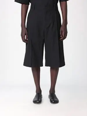 Studio Nicholson Fowld Knee-length Chino Shorts In A Cotton And Linen Blend - Black