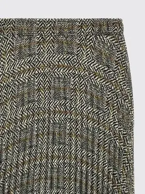 Ermanno Scervino Check Crêpe Pleated Midi Skirt With Lace Inserts