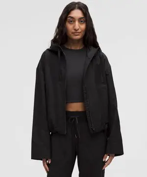 Lululemon Water-resistant Cropped Hooded Jacket - Black/graphite Grey