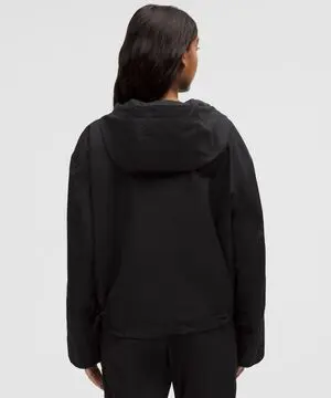 Lululemon Water-resistant Cropped Hooded Jacket - Black/graphite Grey
