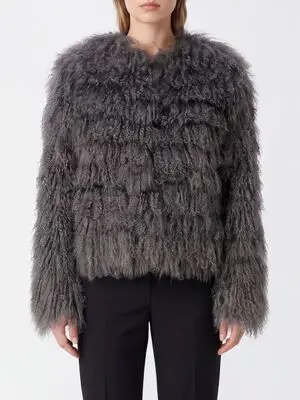 Federica Tosi Cropped Virgin Wool Faux-fur Effect Crew-neck Jacket - Grey