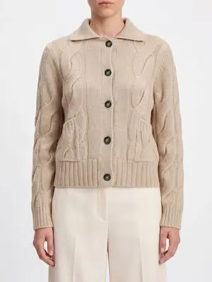 ALLUDE Cashmere And Silk Cardigan With Classic Collar And Button Closure - Olive